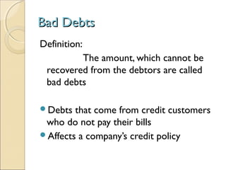 Bad debts | PPT