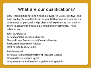 Financial advisor dallas | PPTX
