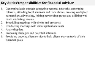 Financial advisor job description | PPT