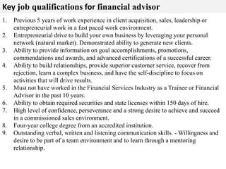 Financial advisor job description | PPT