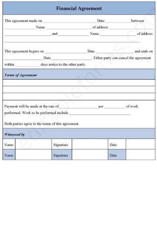 Financial Agreement Fillable PDF Template | PDF