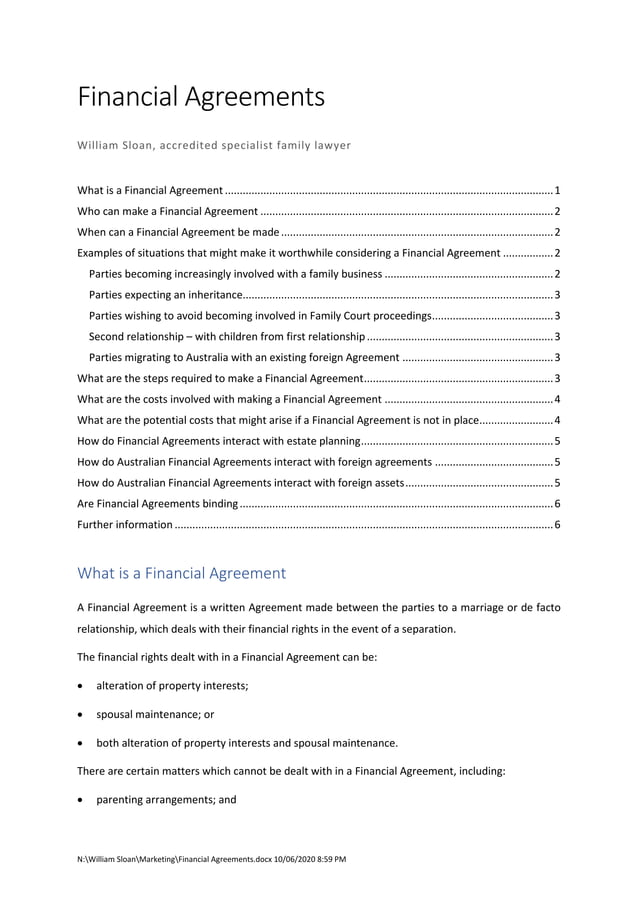 Financial agreements | PDF