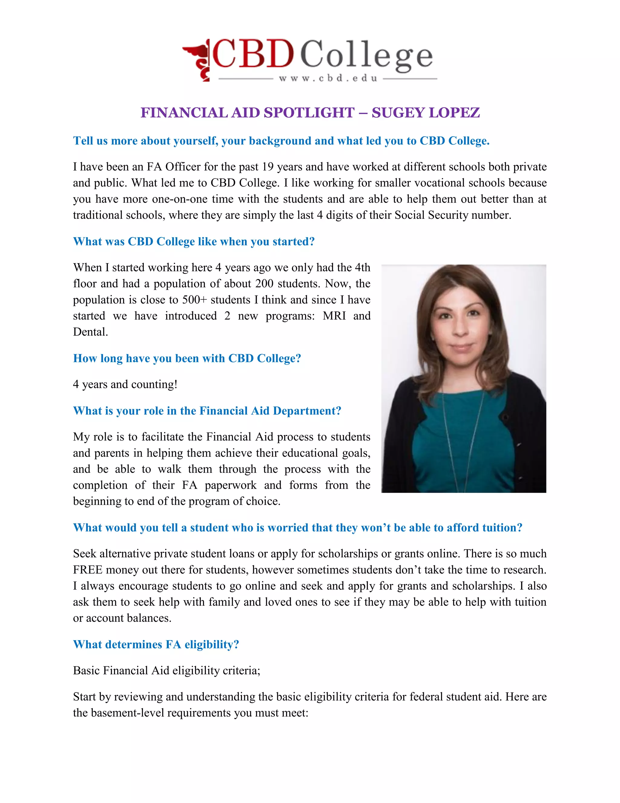 FINANCIAL AID SPOTLIGHT – SUGEY LOPEZ | PDF