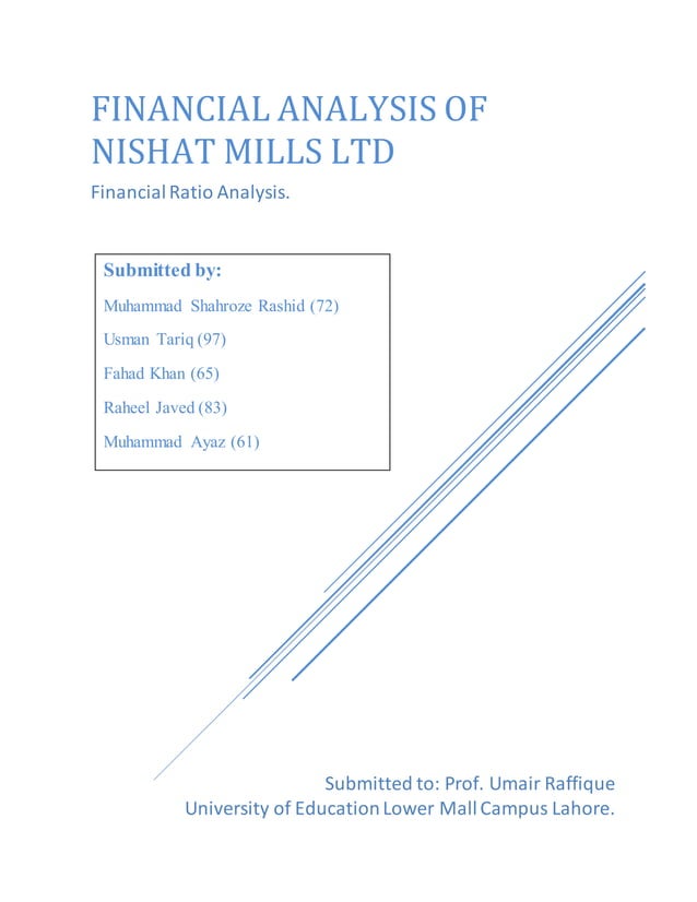 Financial ratio analysis of Nishat mills ltd | DOCX