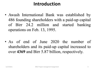 Financial analysis of Awash bank by Amhara leadership Academy project ...