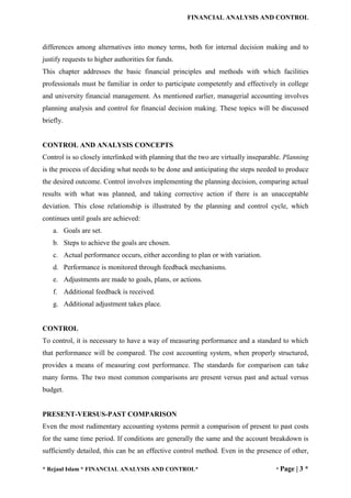 Financial analysis and control final | PDF