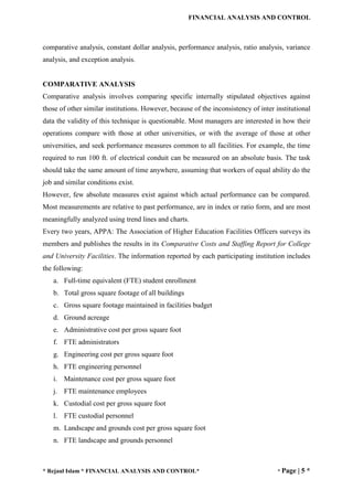 Financial analysis and control final | PDF