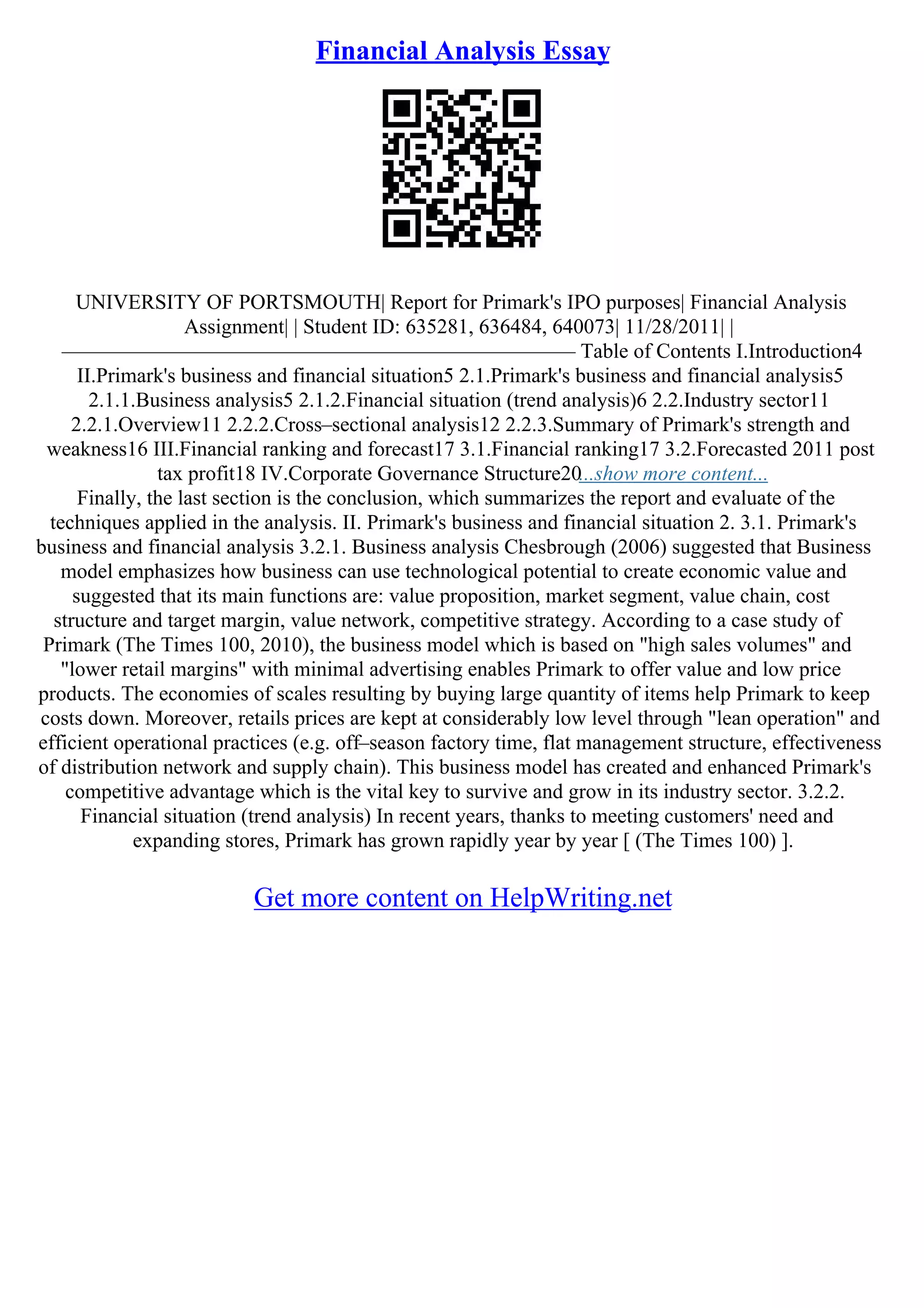 Financial Analysis Essay | PDF | Stocks and Bonds | Personal Investing