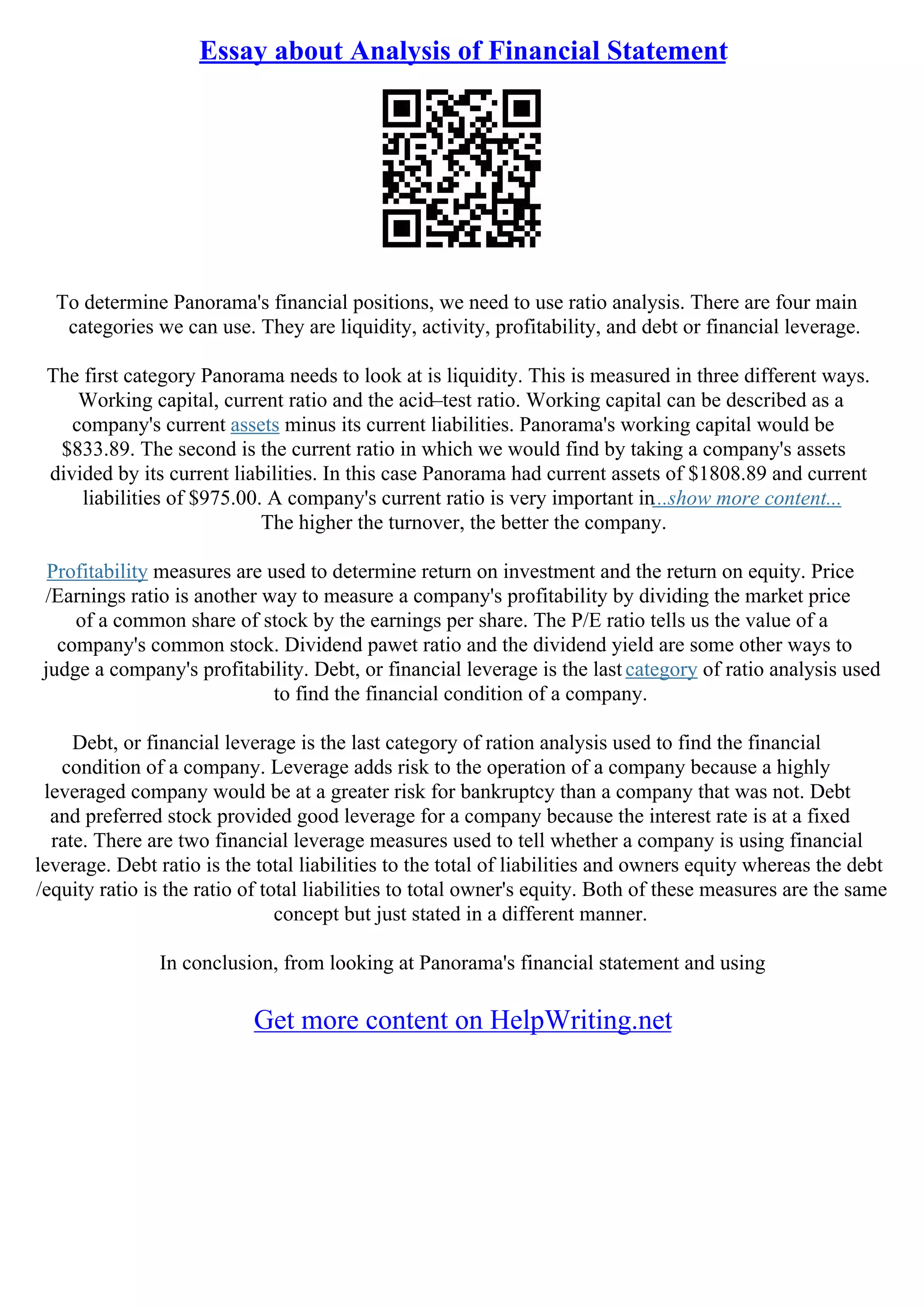 Financial Analysis Essay | PDF | Stocks and Bonds | Personal Investing