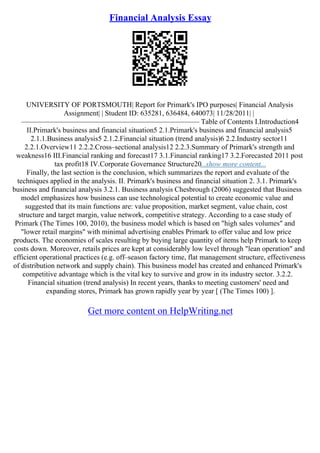 Financial Analysis Essay | PDF