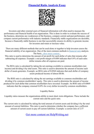 Financial Analysis Essay | PDF | Stocks and Bonds | Personal Investing