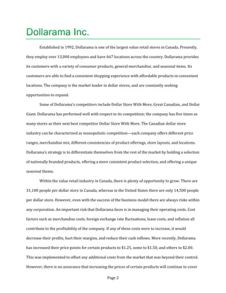 Financial Analysis of Dollarama (DOL) | PDF
