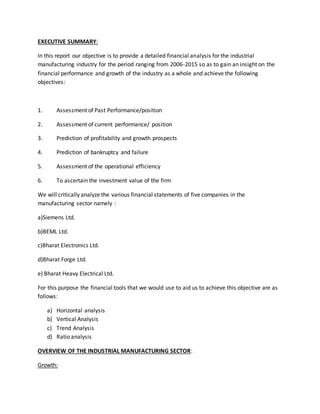 Financial analysis of manufacturing industry | DOCX