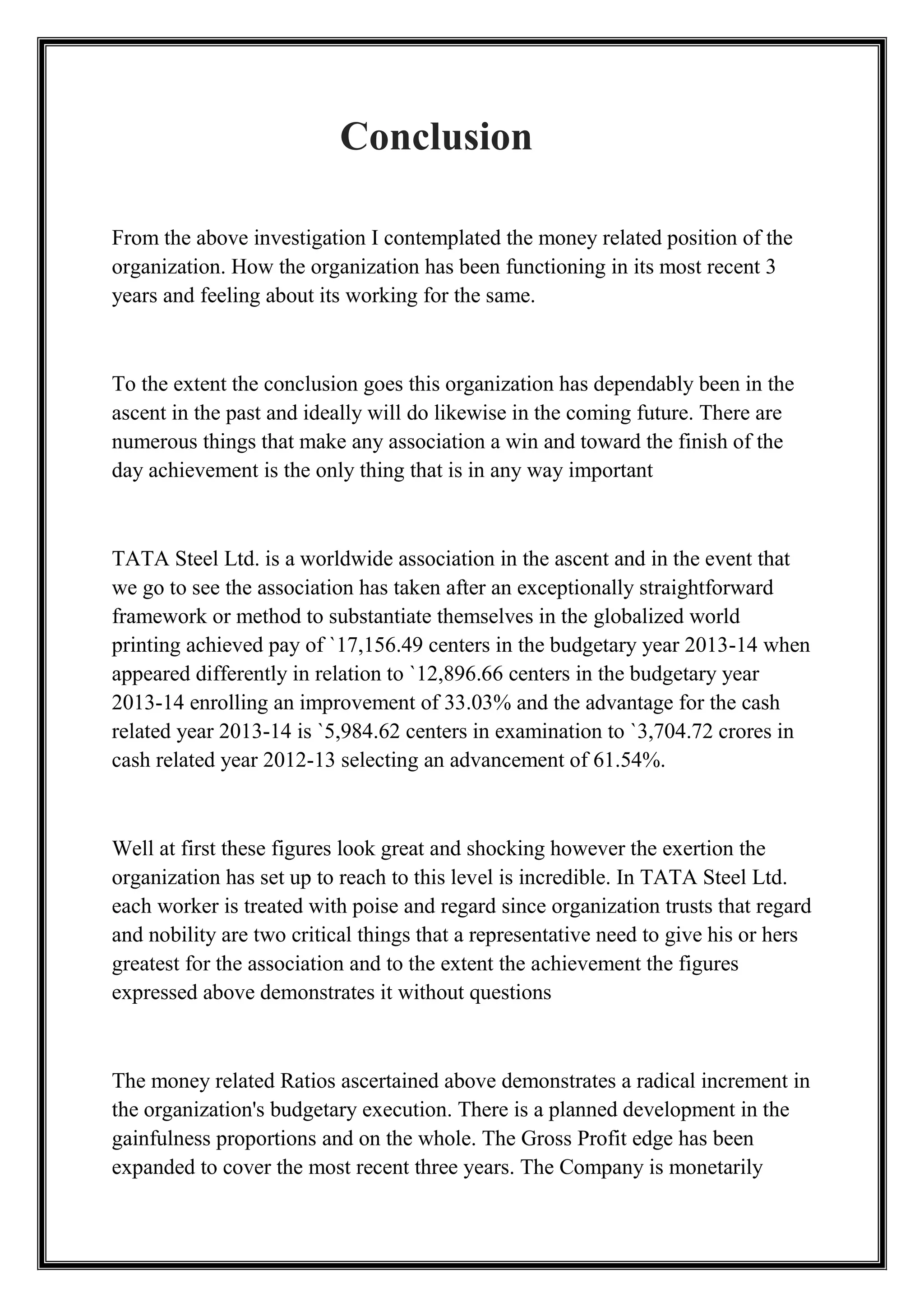 Financial analysis of Tata Steel | PDF