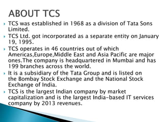 Financial analysis of Tata consultancy Services | PPTX
