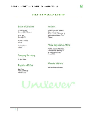 Financial analysis of unilever pakistan | DOCX