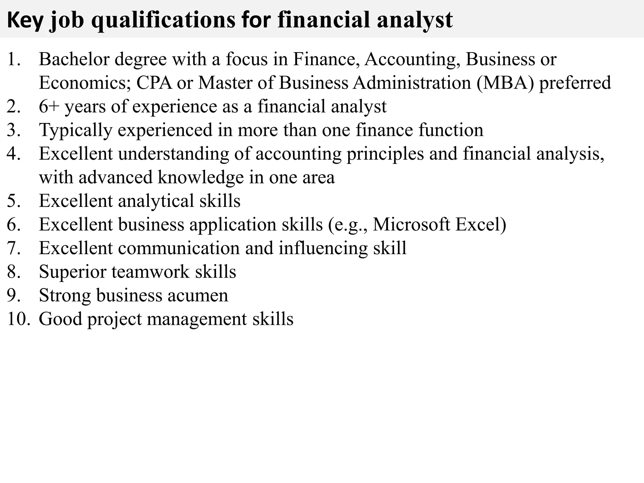 Financial analyst job description | PPTX