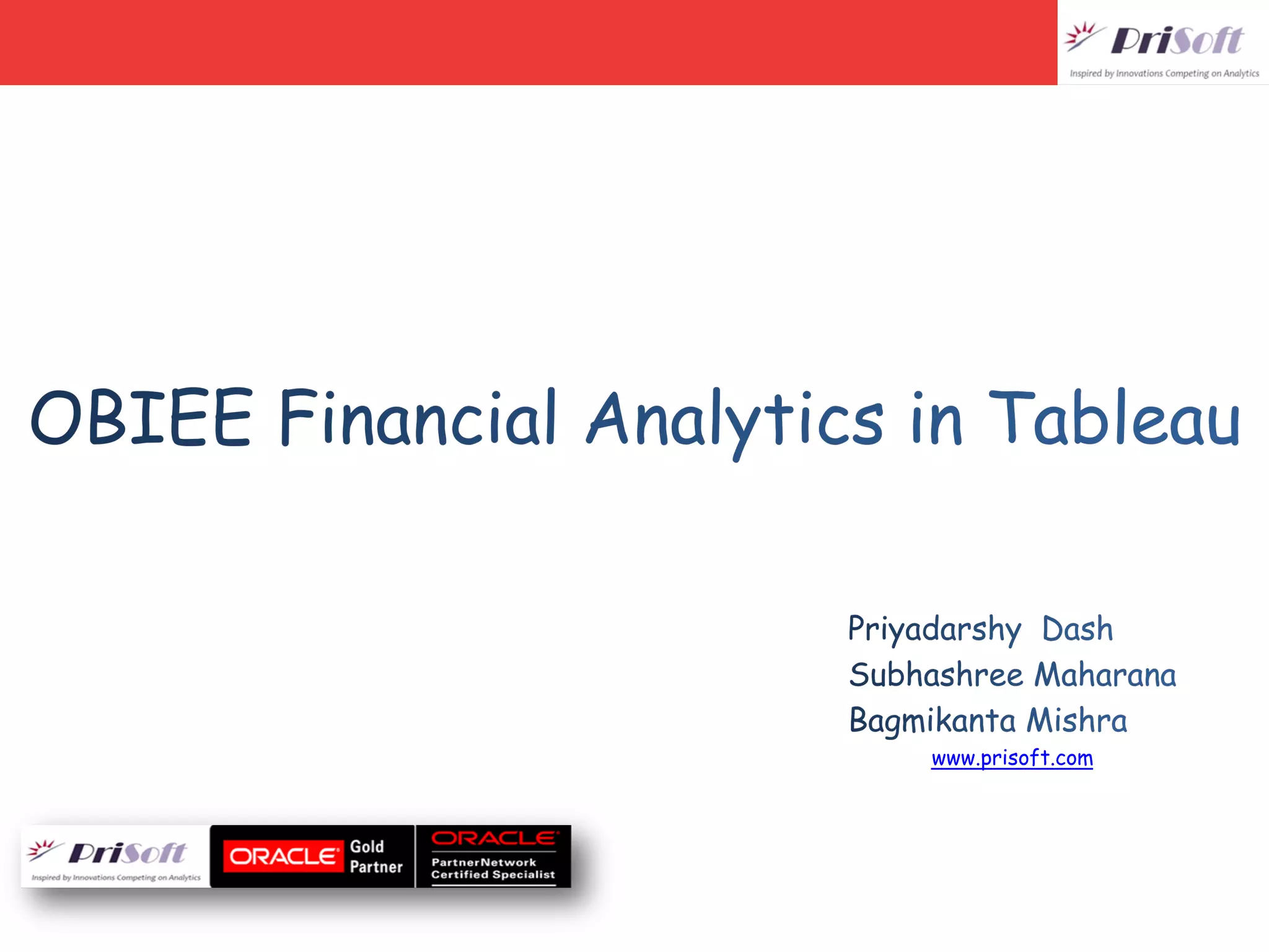Financial Analytics in Tableau BI Stack | PPT