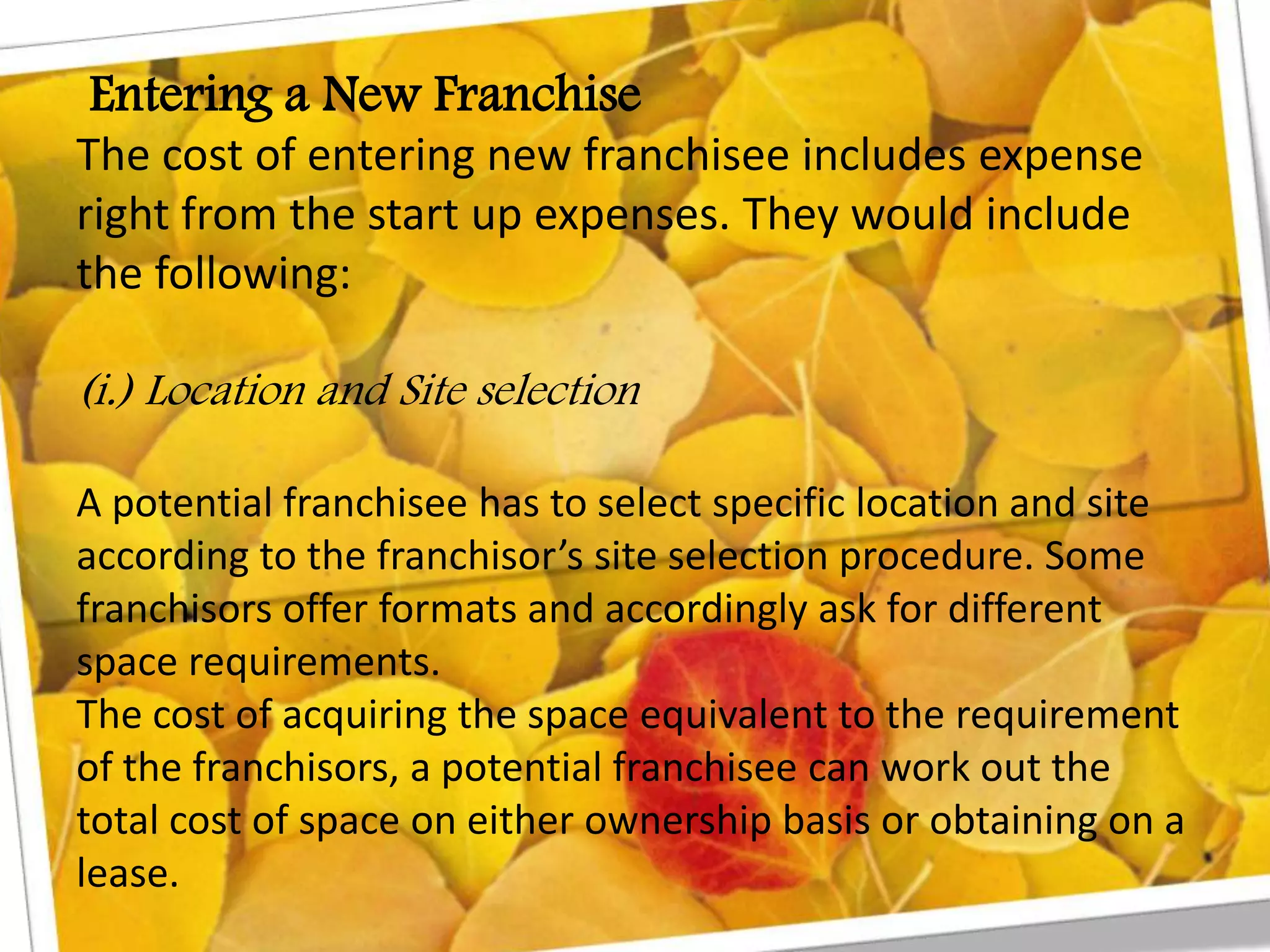 Financial aspects of a franchise | PPTX