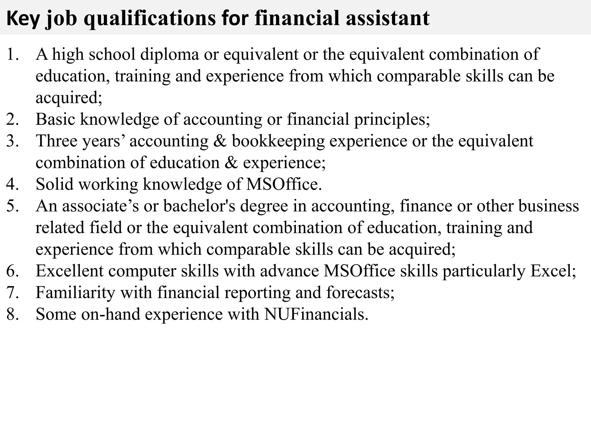 Financial assistant job description | PPTX