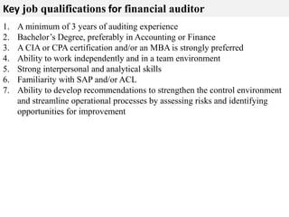 Financial auditor job description | PPT