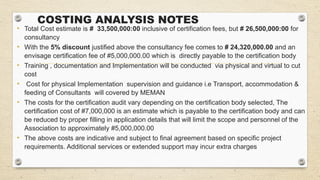 FINANCIAL BID FOR INSTALLATION AND CERTIFICATION OF MEMAN TO ISO 9001 2015.pptx | Business ...