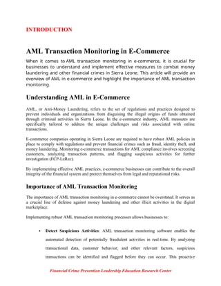 Empowering Businesses AML Transaction Monitoring in E-Commerce ...