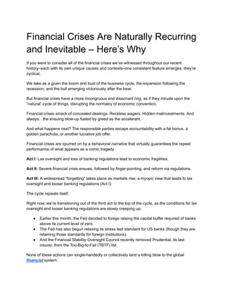 Financial Crises Are Naturally Recurring and Inevitable – Here’s Why | PDF