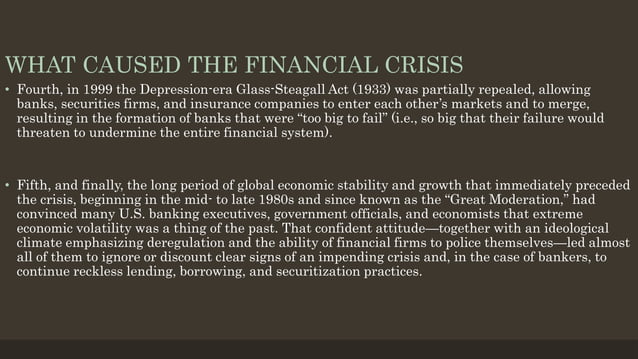FINANCIAL CRISIS OF 2007-2008 (overview of what caused it and how it ...