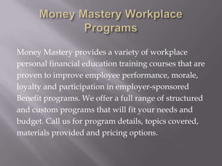Financial education in the workplace | PPSX | Financial Planning ...