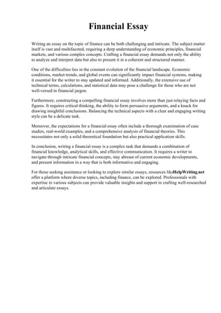 Financial Essay.pdf | Personal Finance