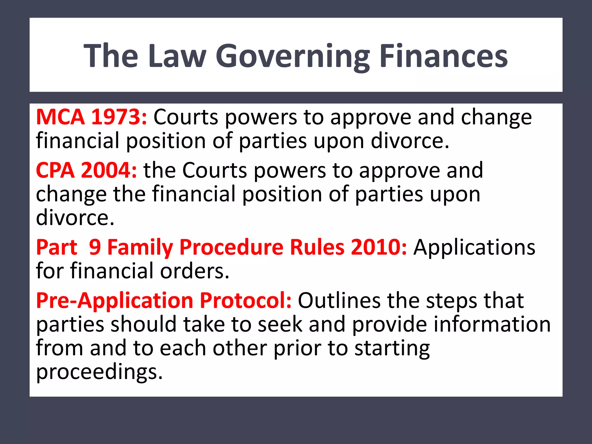 Section 25 of the Matrimonial Causes Act 1973: Financial factors | PPTX
