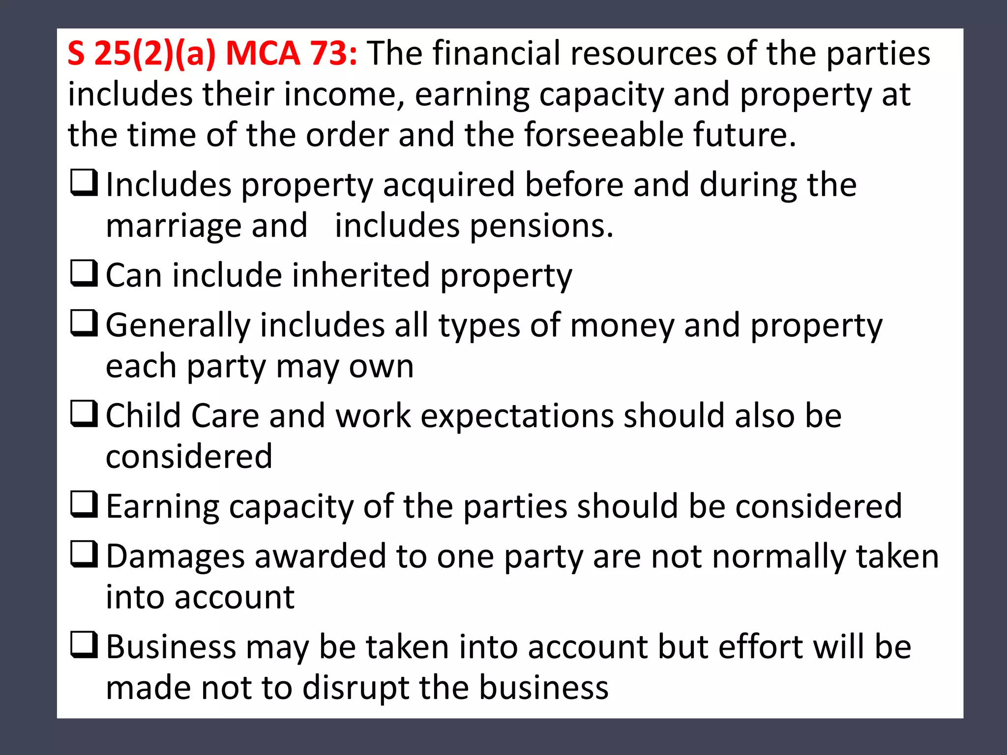 Section 25 of the Matrimonial Causes Act 1973: Financial factors | PPTX