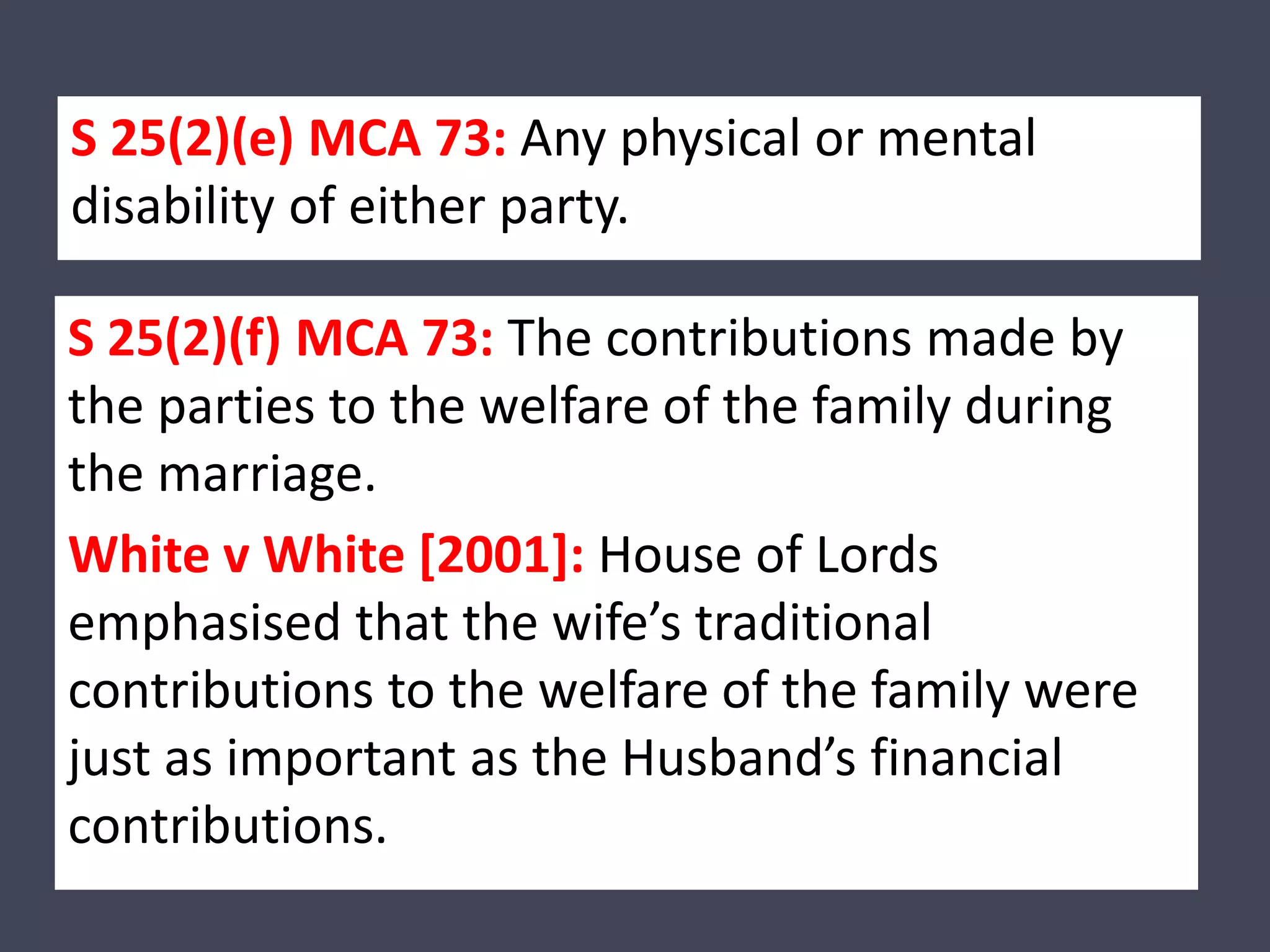 Section 25 of the Matrimonial Causes Act 1973: Financial factors | PPTX