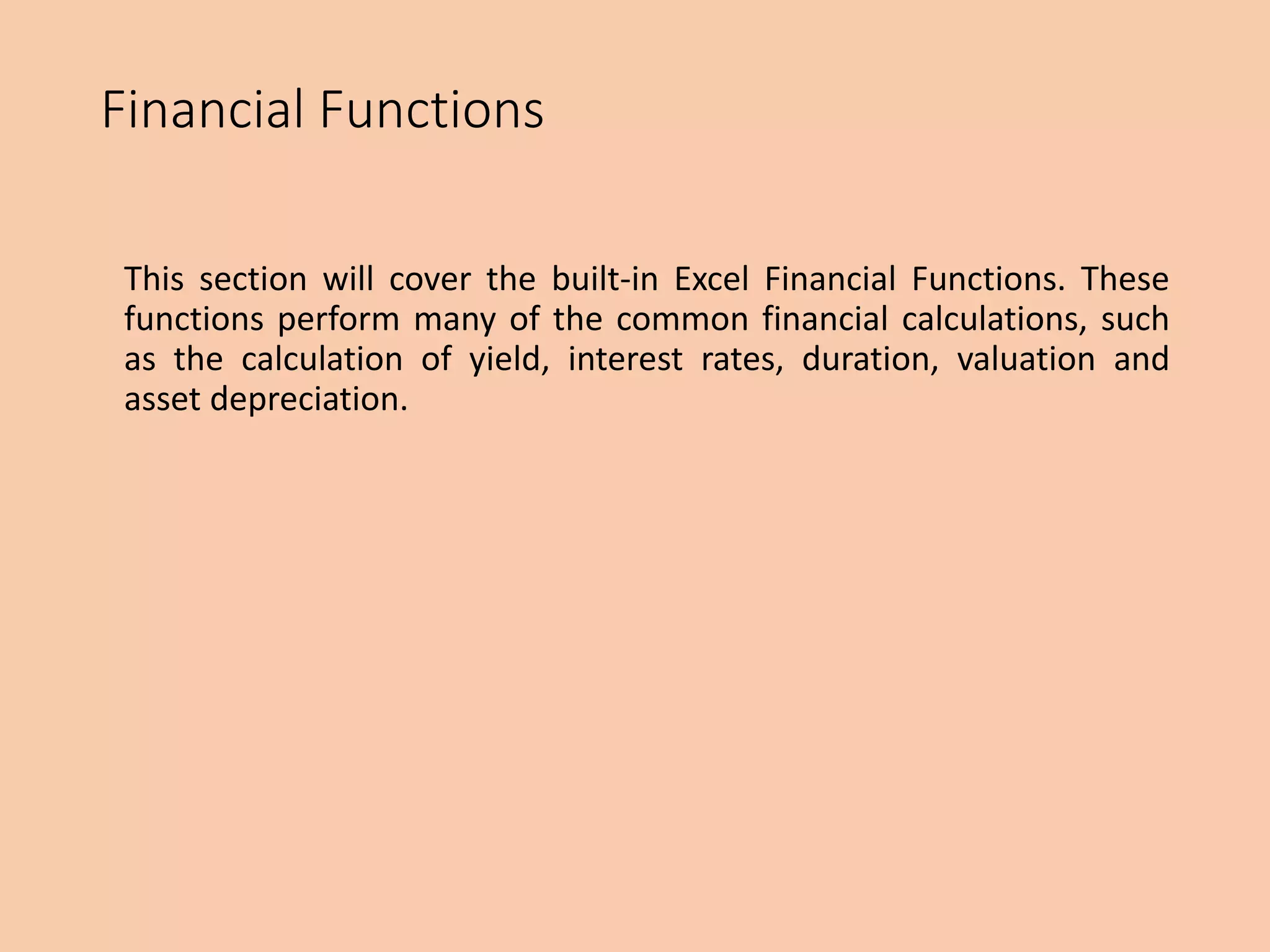 Financial functions in excel | PPTX