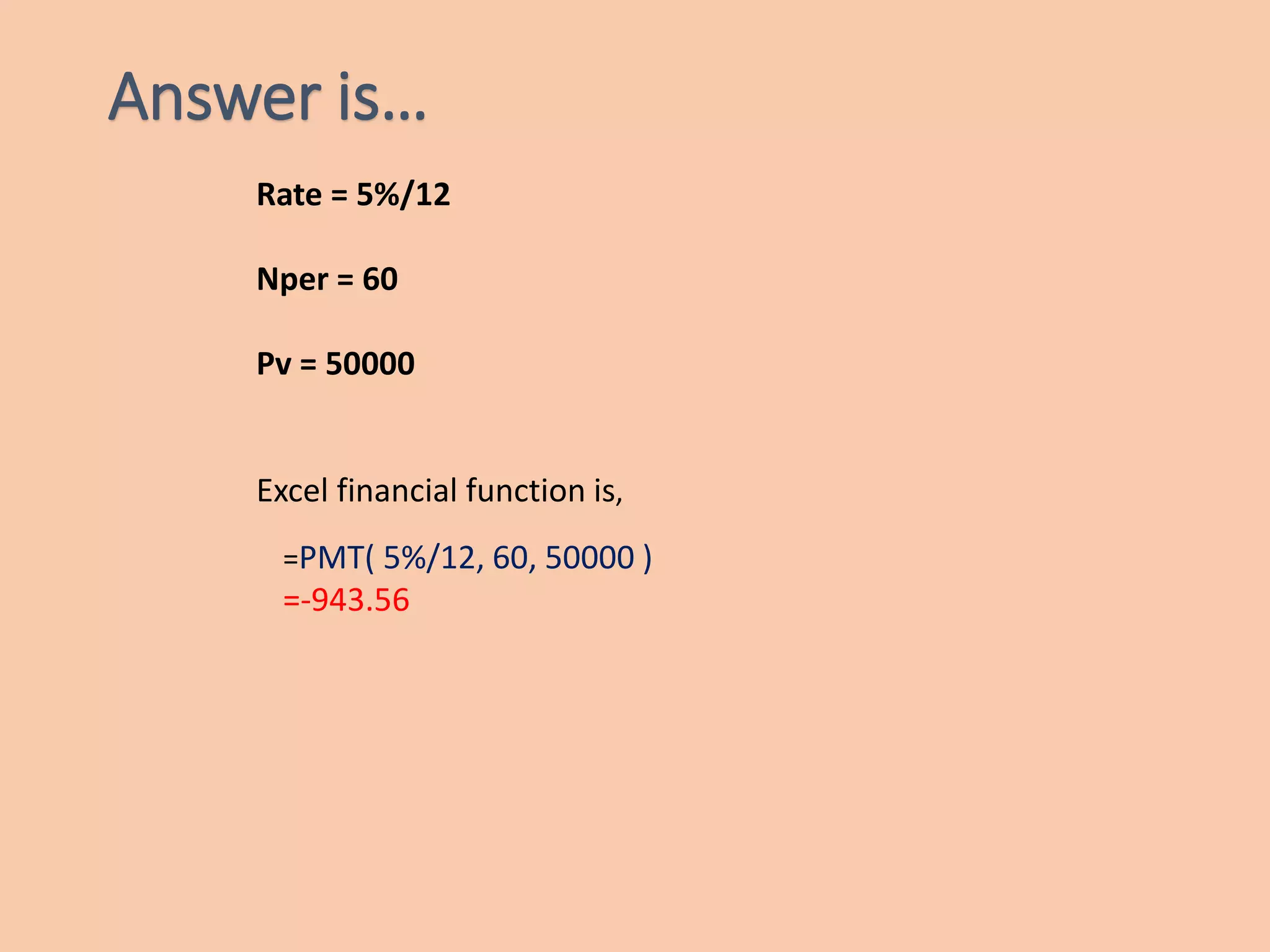Financial functions in excel | PPTX | Stocks and Bonds | Personal Investing