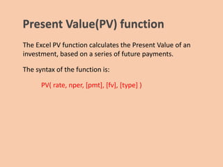 Financial functions in excel | PPTX