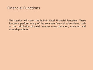 Financial functions in excel | PPTX