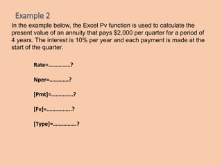 Financial functions in excel | PPTX