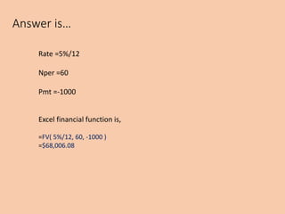 Financial functions in excel | PPTX | Stocks and Bonds | Personal Investing