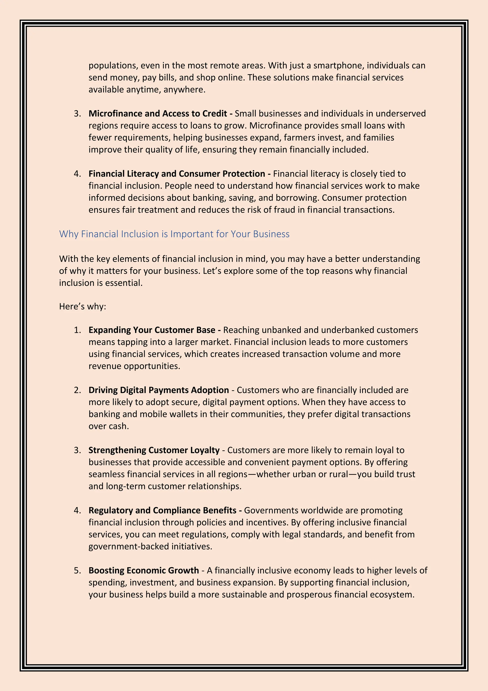 Financial Inclusion Important for your business | PDF