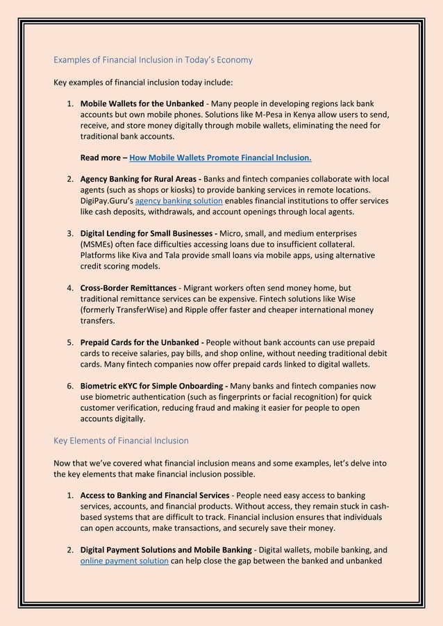 Financial Inclusion Important for your business | PDF