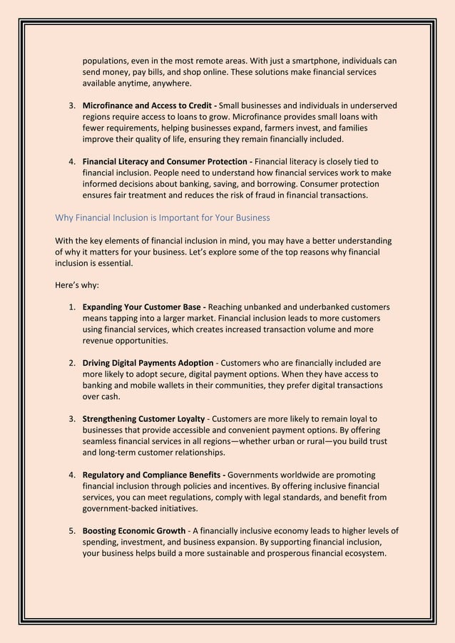 Financial Inclusion Important for your business | PDF