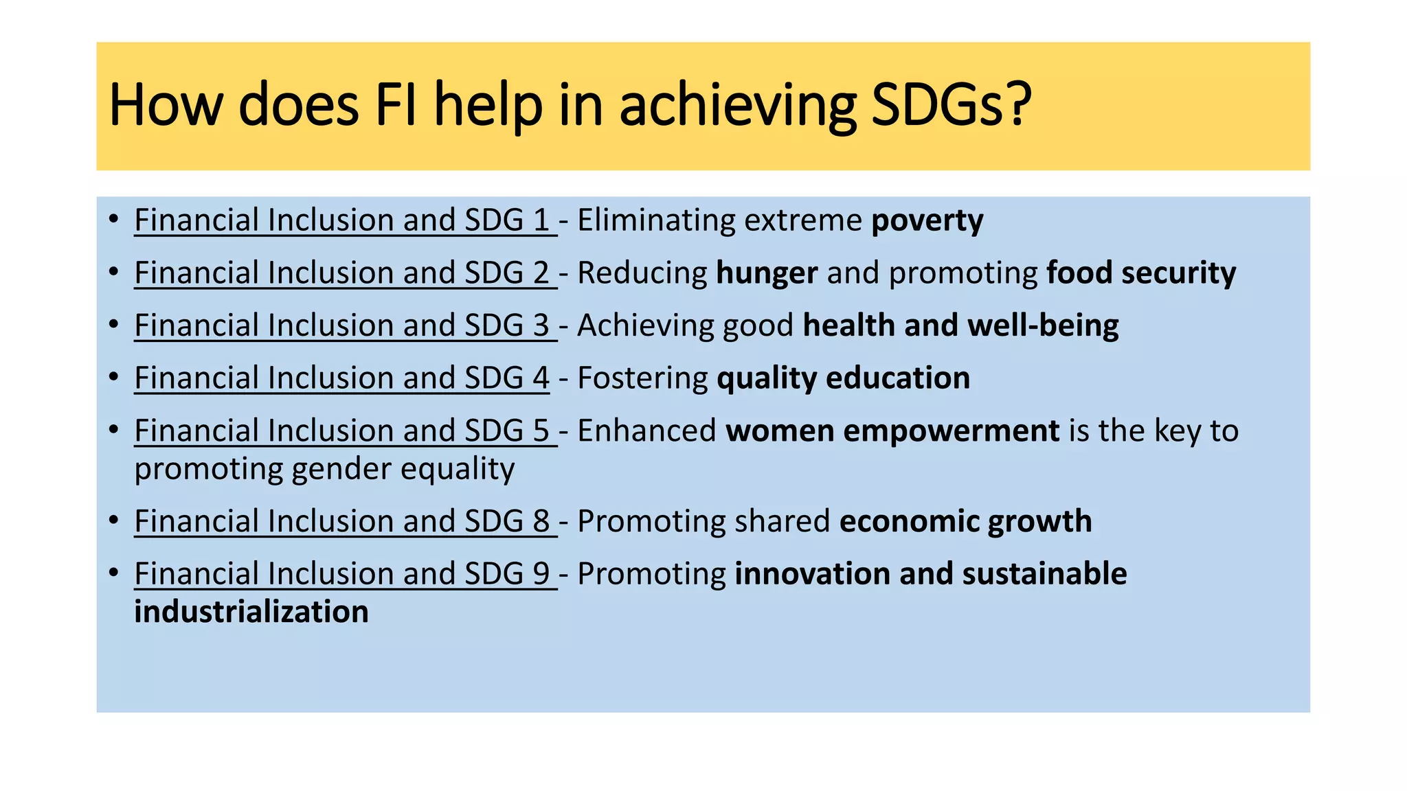 Financial Inclusion and Sustainable Development Goals | PPTX