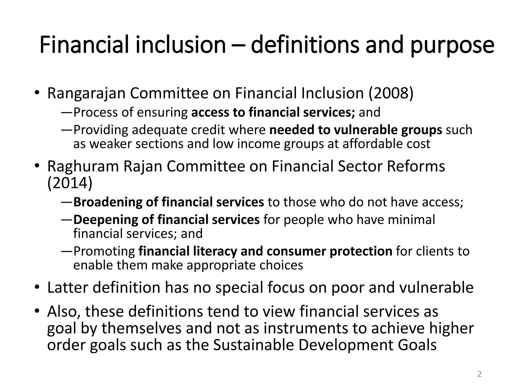 Financial inclusion to achieve the Sustainable Development Goals in ...