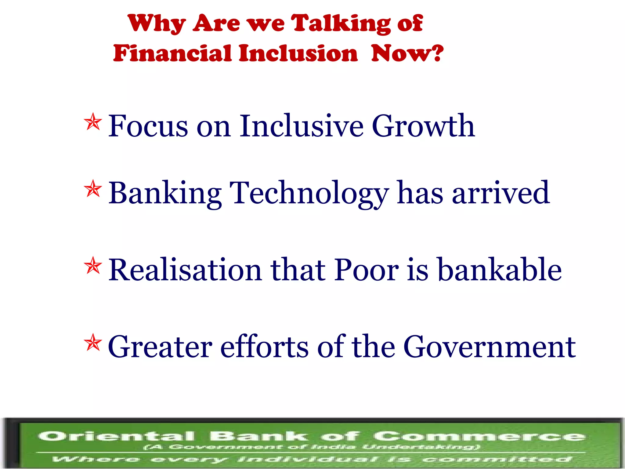 Financial inclusion OBC BANK | PPT