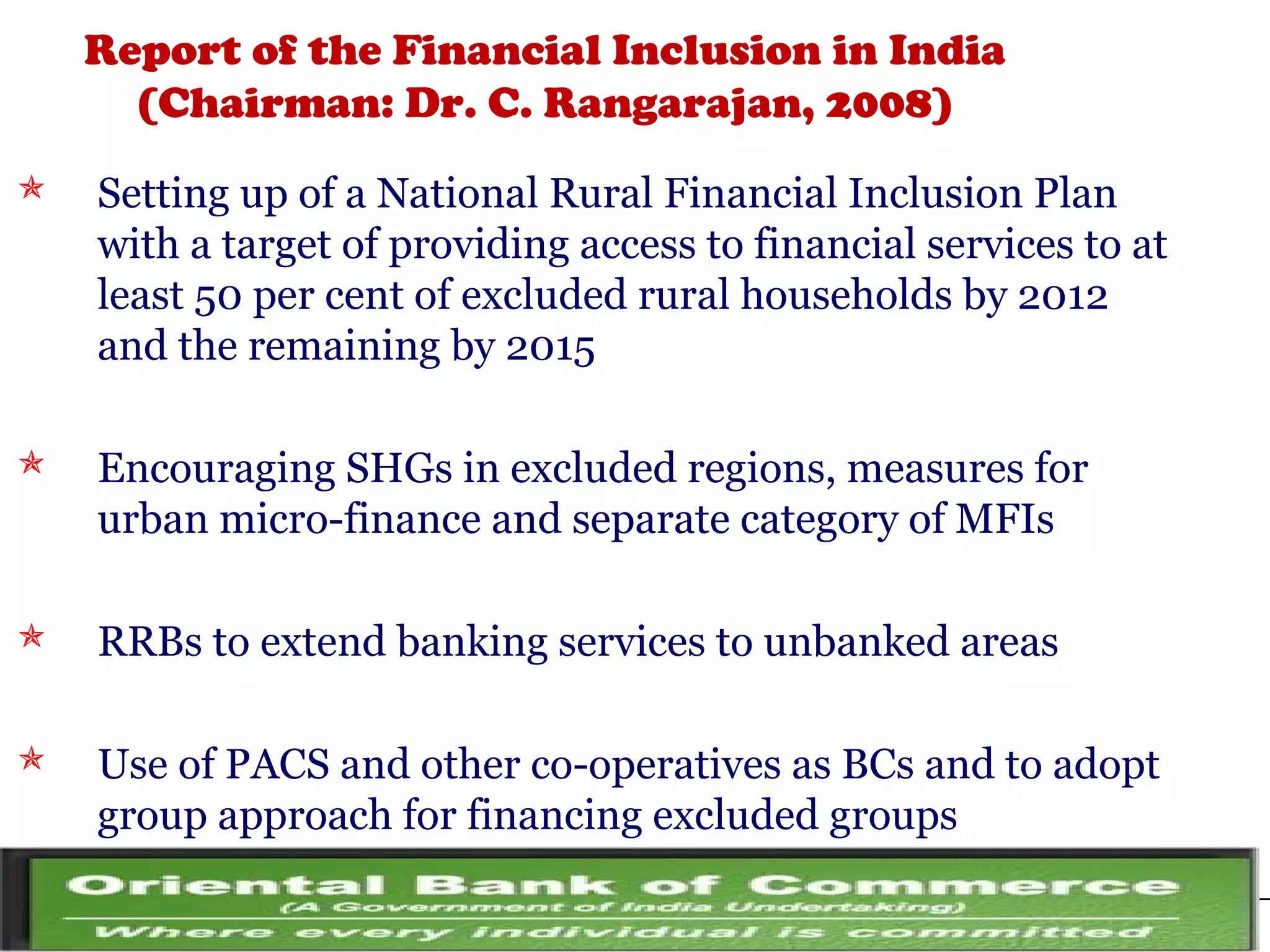 Financial inclusion OBC BANK | PPT