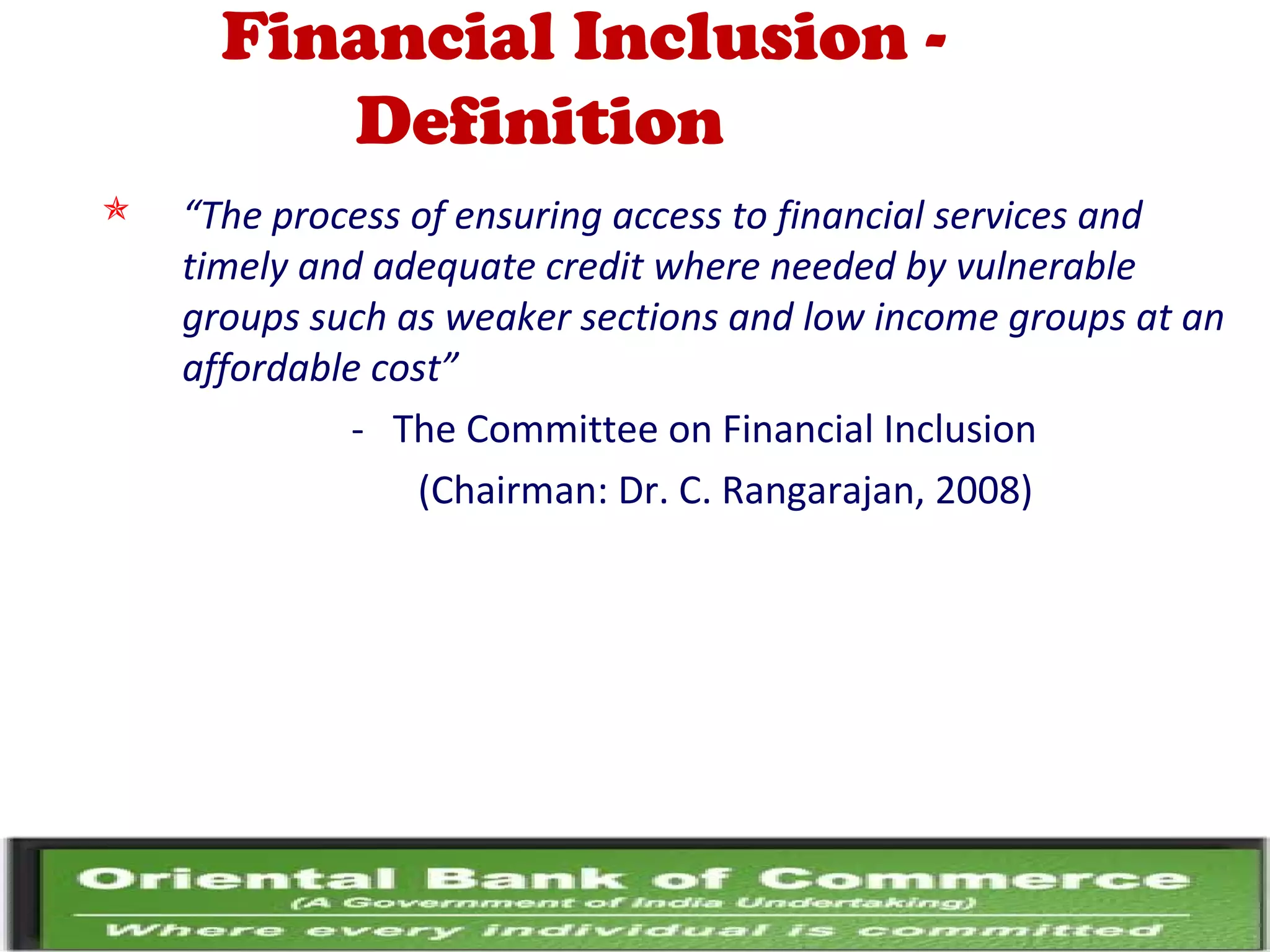 Financial inclusion OBC BANK | PPT