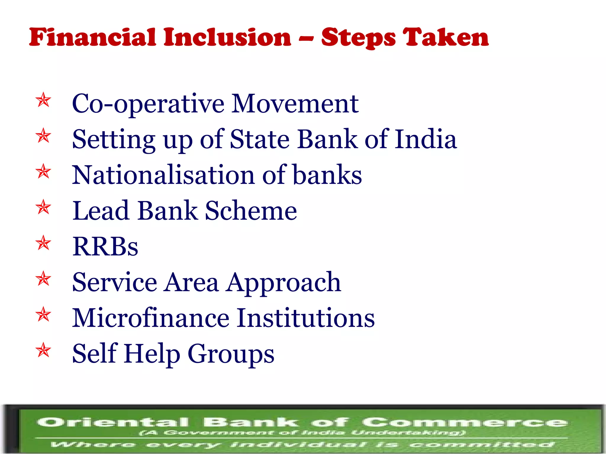 Financial inclusion OBC BANK | PPT