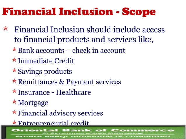 Financial inclusion OBC BANK | PPT